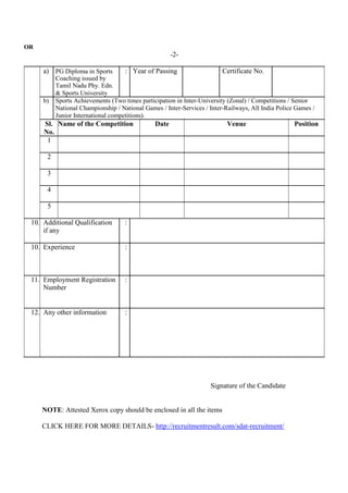 www.sdat.tn.gov.in Jobs 2015-16 For Coach 38 Vacancies Application Form ...