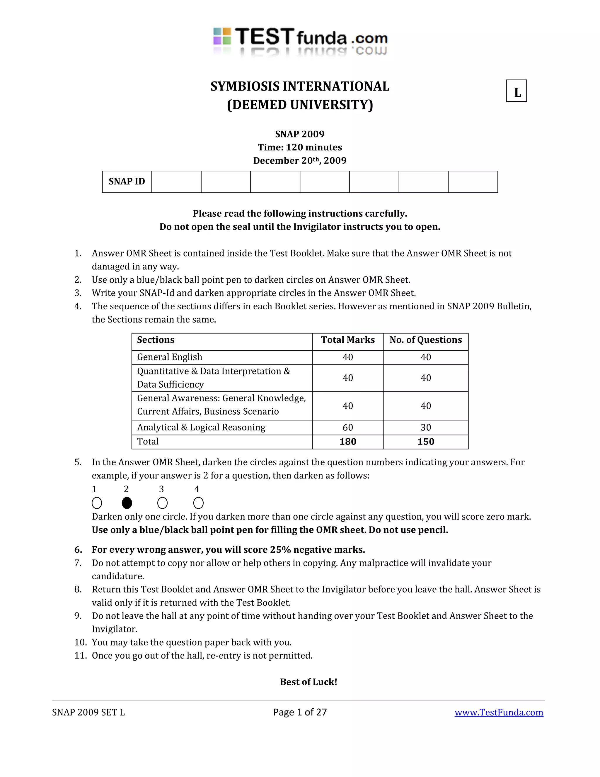 (Www.entrance exam.net)-snap sample paper 5 | PDF