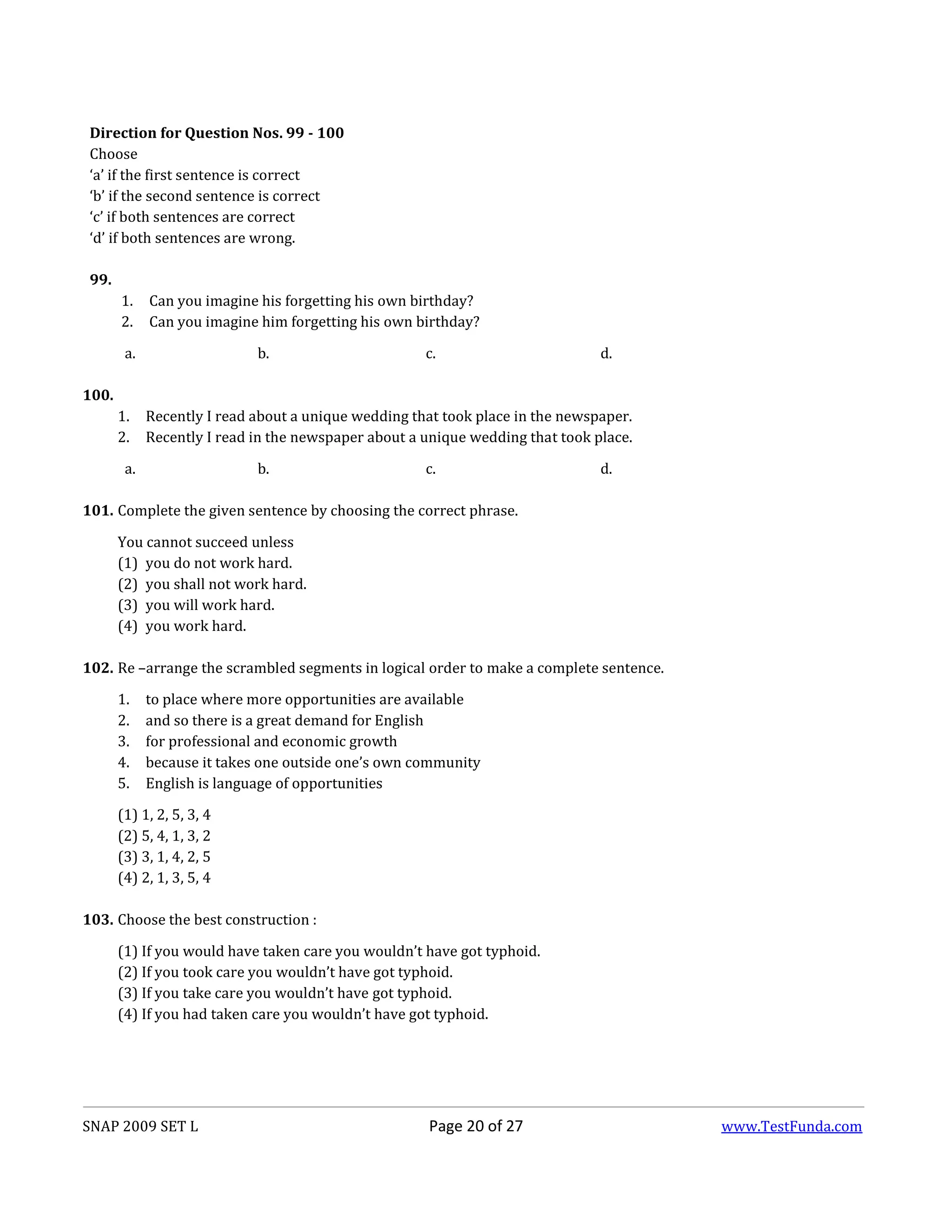 (Www.entrance exam.net)-snap sample paper 5 | PDF