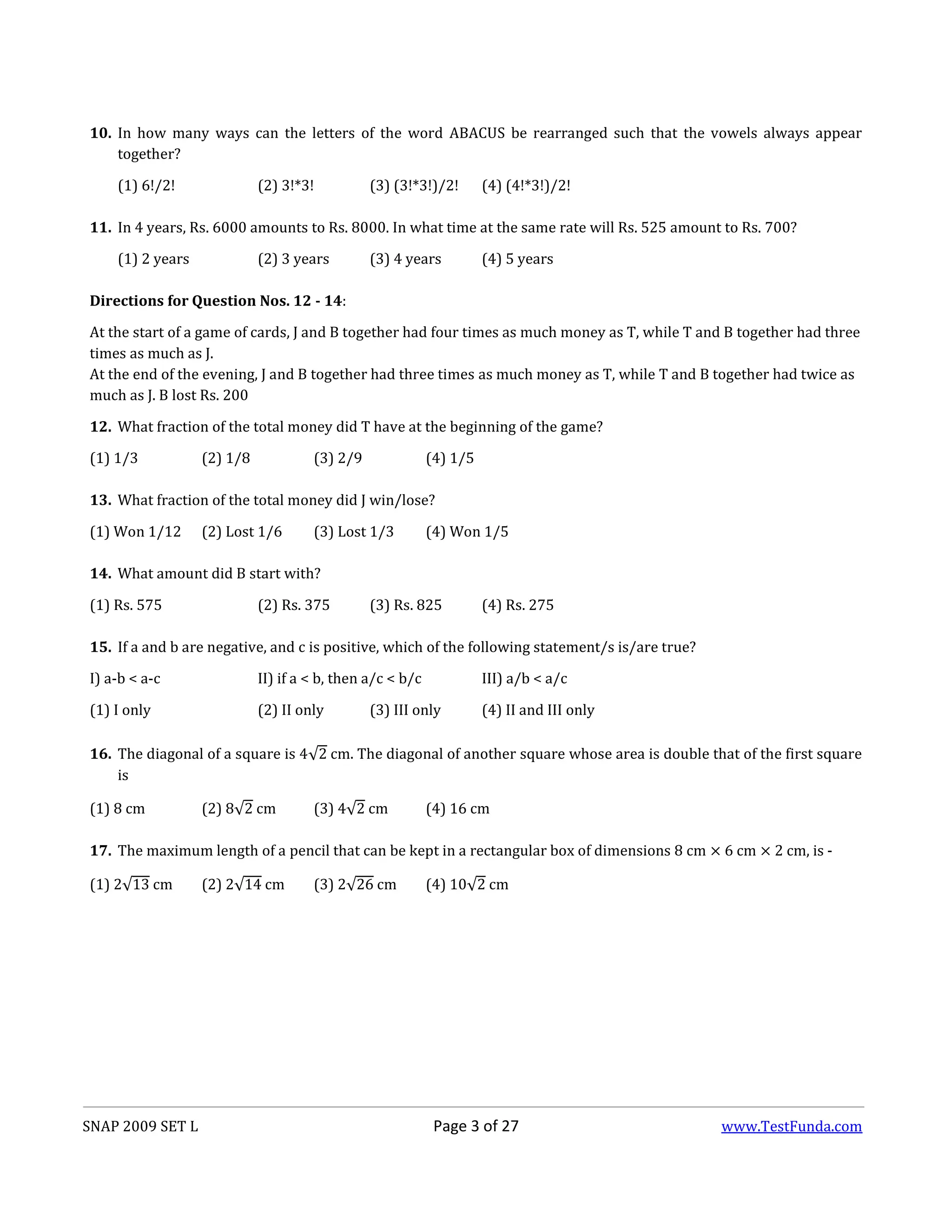 (Www.entrance exam.net)-snap sample paper 5 | PDF