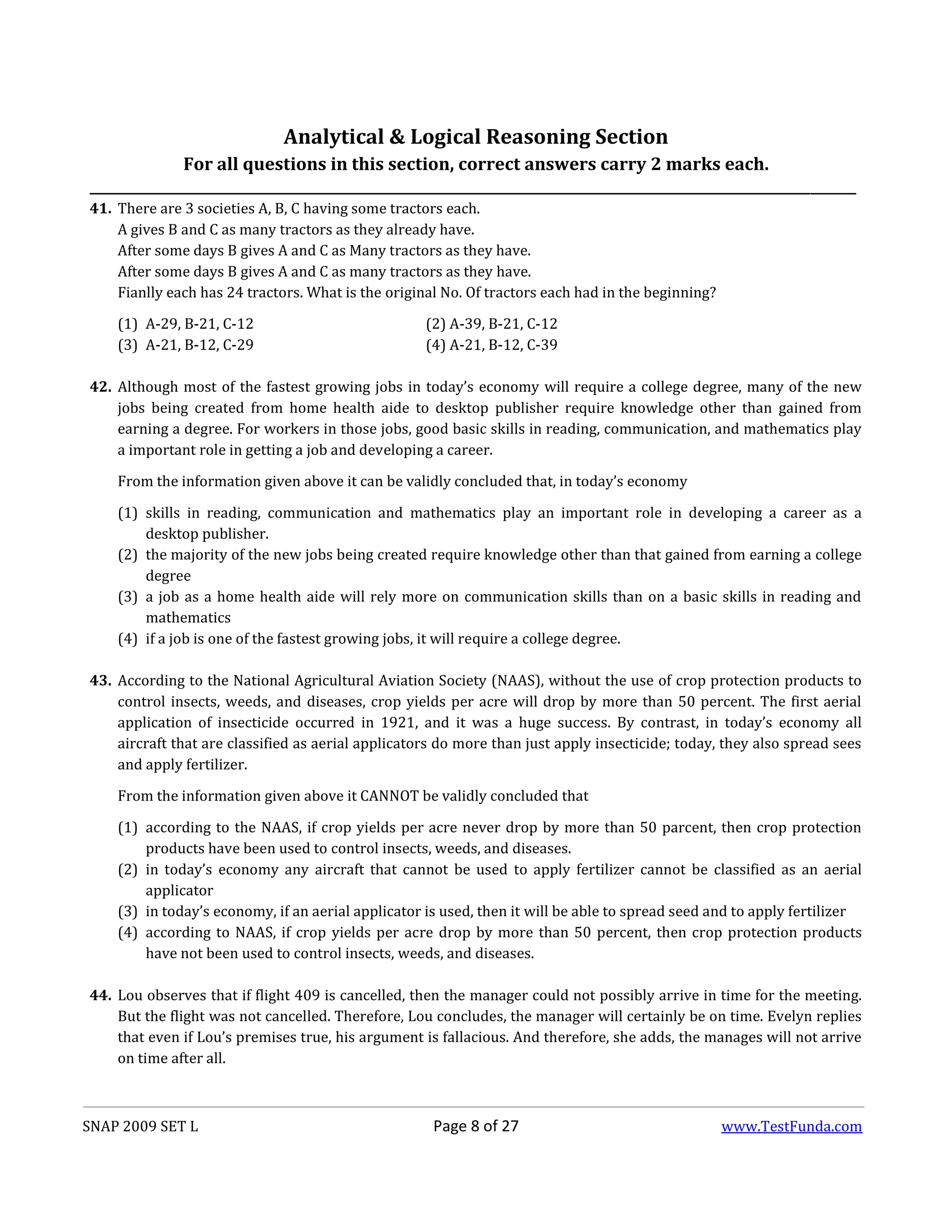 (Www.entrance exam.net)-snap sample paper 5 | PDF