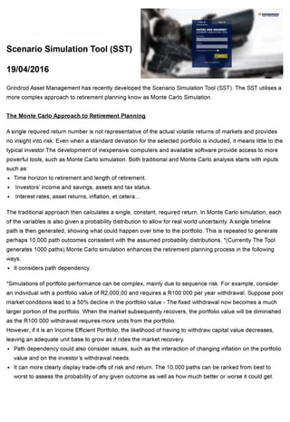 Grindrod Asset Management Simulation Tool | PDF