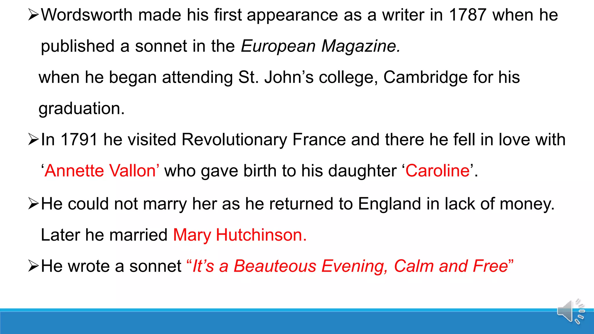 Biography of William words worth | PPTX