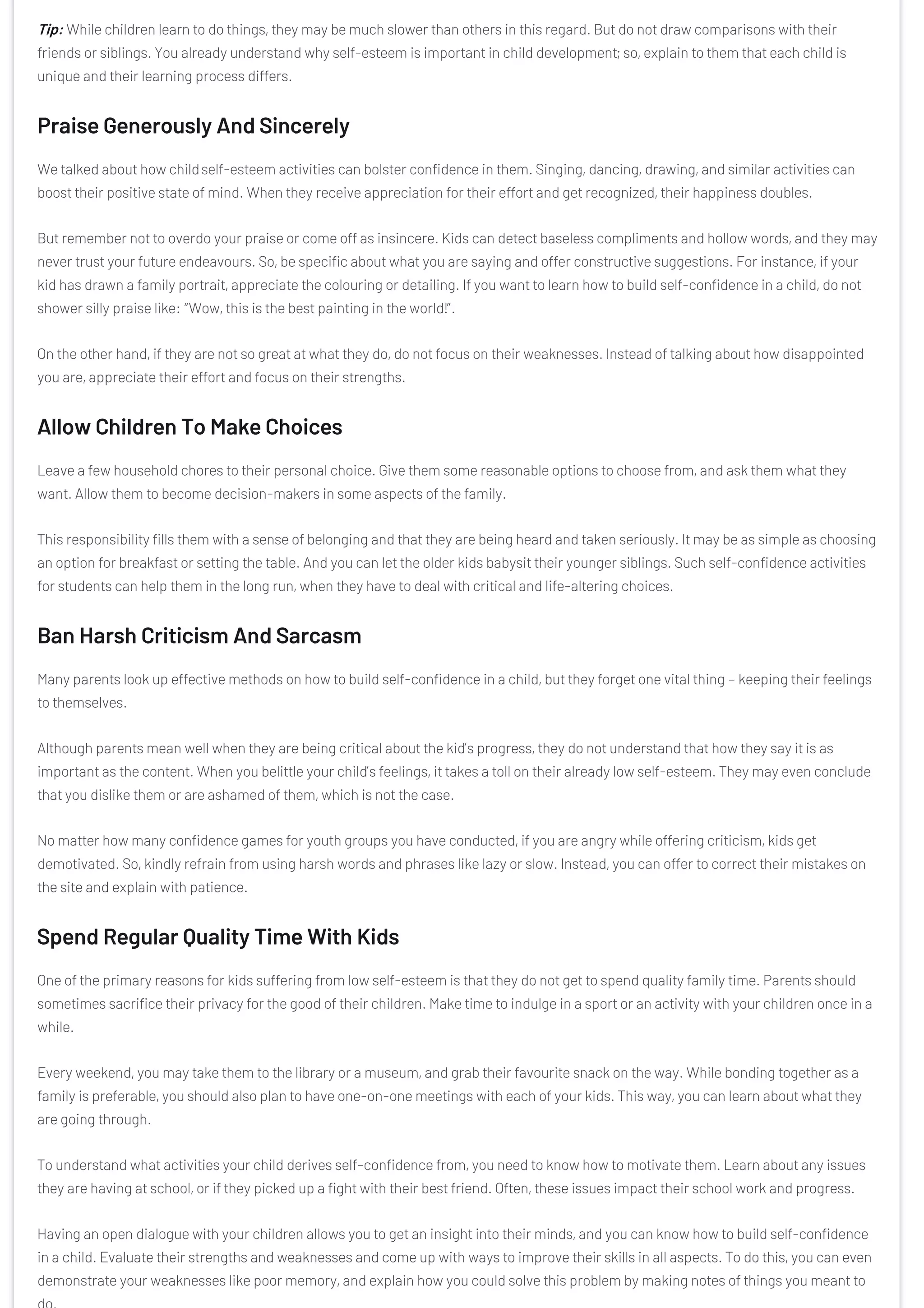 Building Confidence & Self-Esteem In Children | PDF