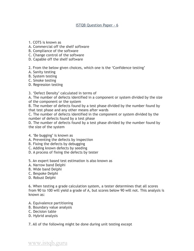 Www.istqb.guru istqb question-paper6 | PDF