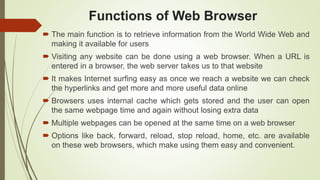 WWW and description of the web and the internet | PPT