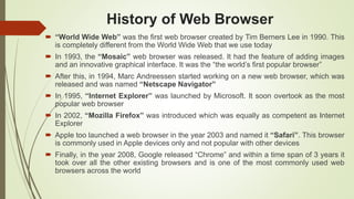 WWW and description of the web and the internet | PPT