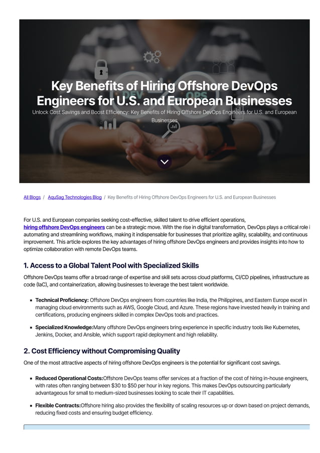 Key Benefits of Hiring Offshore DevOps Engineers for U.S. and European Businesses | PDF