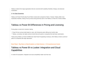 Tableau vs Power BI vs Looker: Which Visualization Tool Suits You | PDF