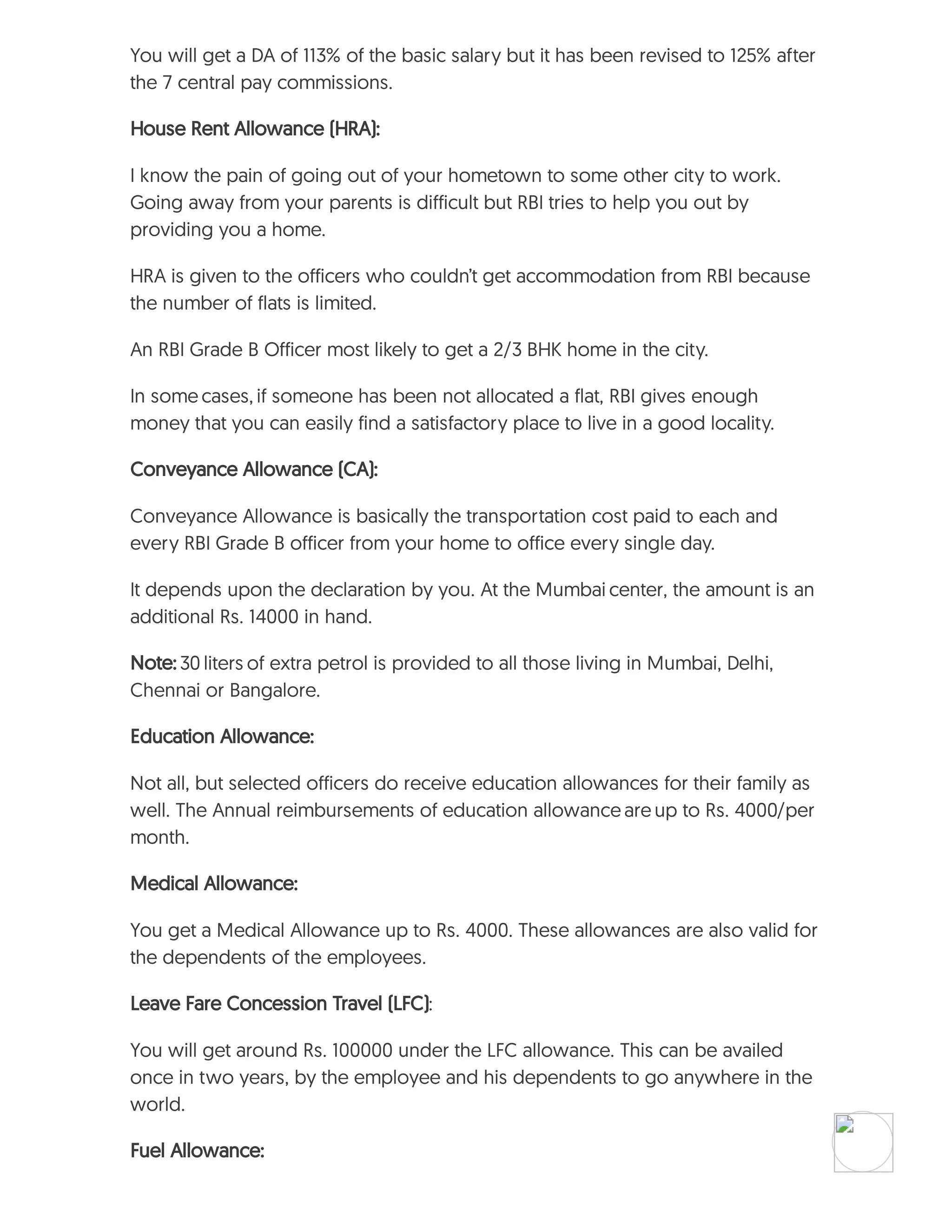 RBI Grade B Officer Salary | PDF | Government Support and Welfare ...