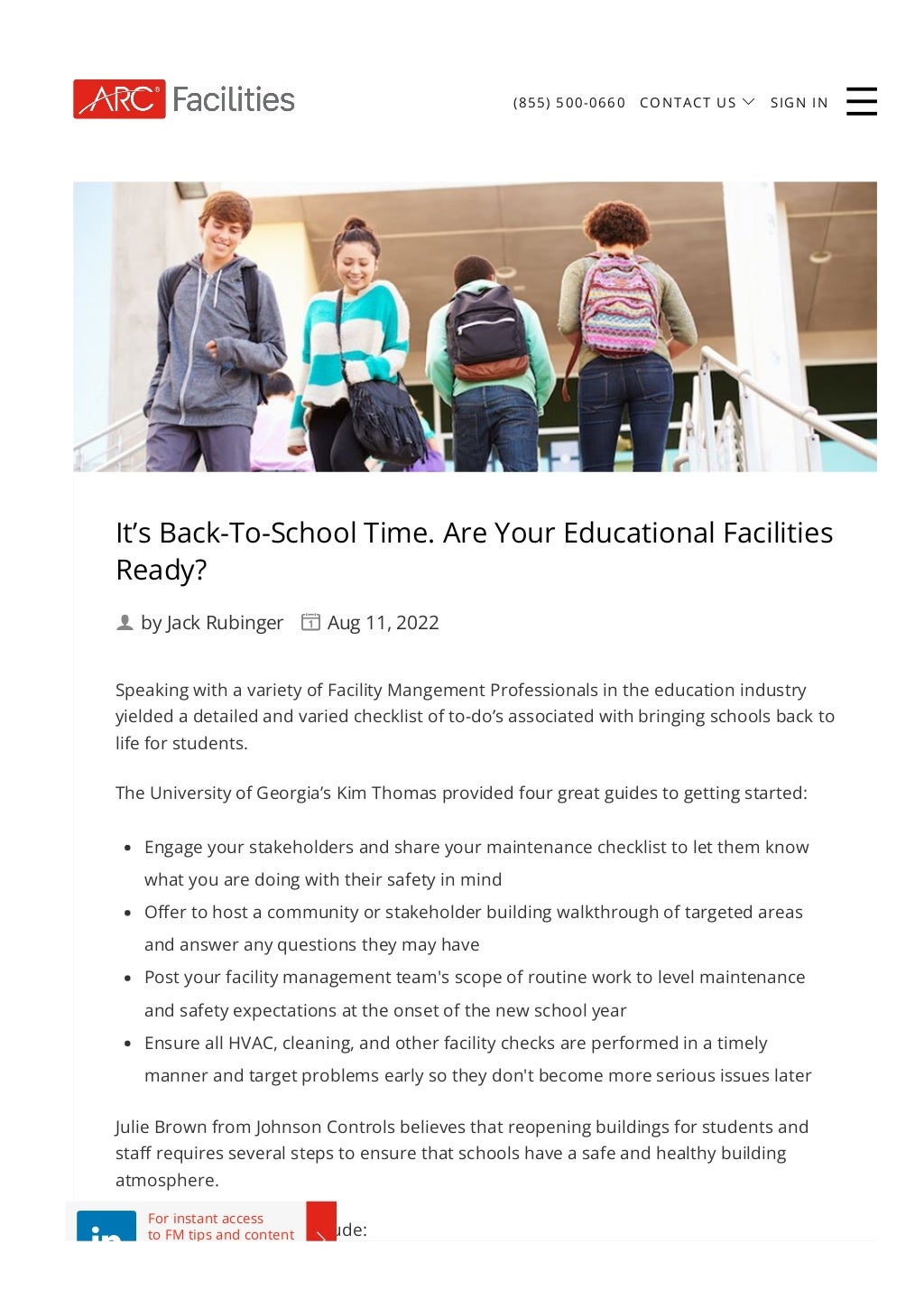 It’s Back-To-School Time. Are Your Educational Facilities Ready? | PDF