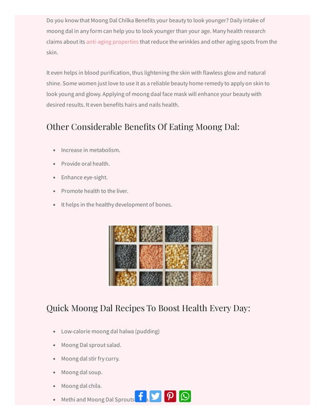 Health Benefits Of Moong Dal | PDF