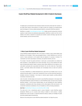 Custom WordPress Website Development in 2023: A Guide for Businesses | PDF | Web Development ...