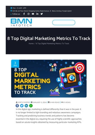 8 Top Digital Marketing Metrics To Track | PDF
