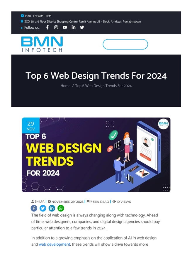 Top 6 Web Design Trends For 2024 | PDF | Web Development | Internet