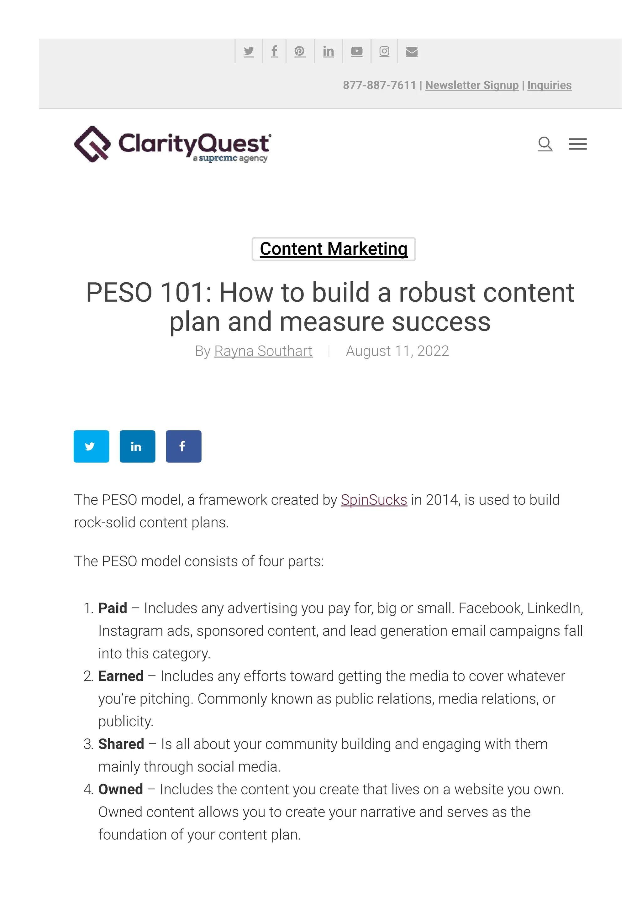 PESO 101: How to build a robust content plan and measure success | PDF