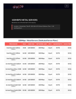 Www dotzo-net-100 mbps-metal-servers (1) | PDF | Web Hosting | Internet