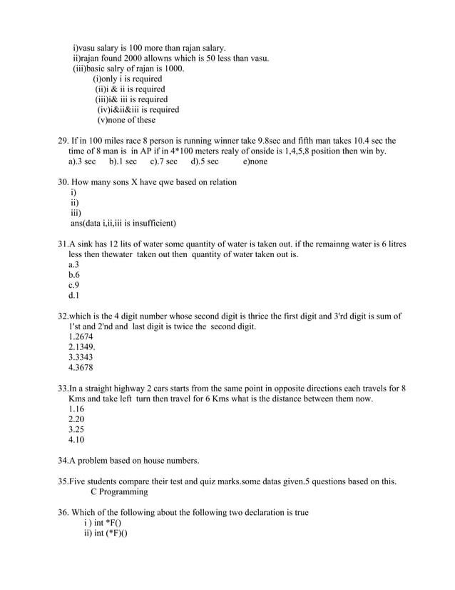 (Www.entrance exam.net)-hcl placement sample paper 3 | PDF