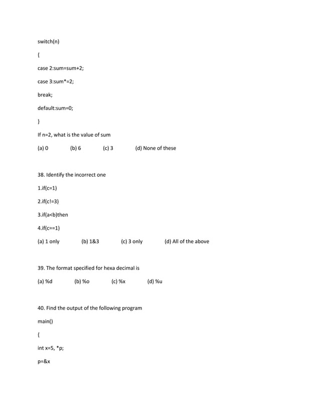 (Www.entrance exam.net)-tcs placement sample paper 2 | DOCX | Programming Languages | Computing