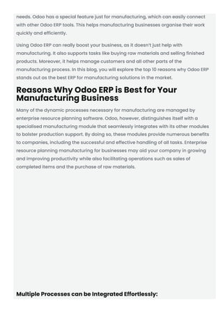 10 Reasons to Choose Odoo ERP for Your Manufacturing Business | PDF