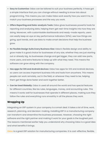 10 Reasons to Choose Odoo ERP for Your Manufacturing Business | PDF