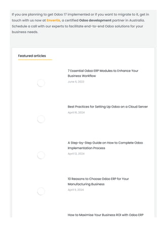 Advantages of Odoo ERP 17 for Your Business | PDF