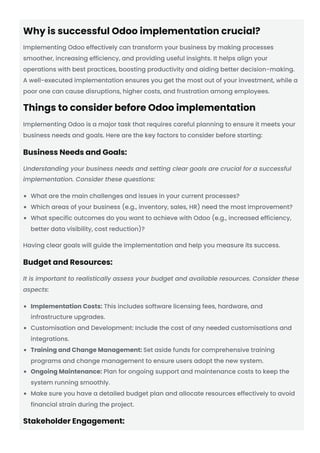 Best Practices & Tips for a Successful Odoo ERP Implementation | PDF