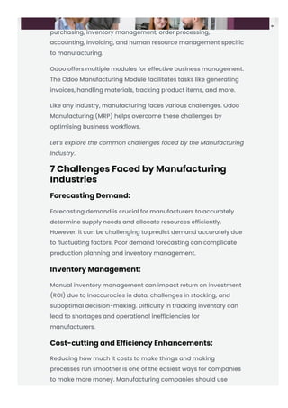 How Odoo ERP integration can benefit manufacturing businesses? | PDF
