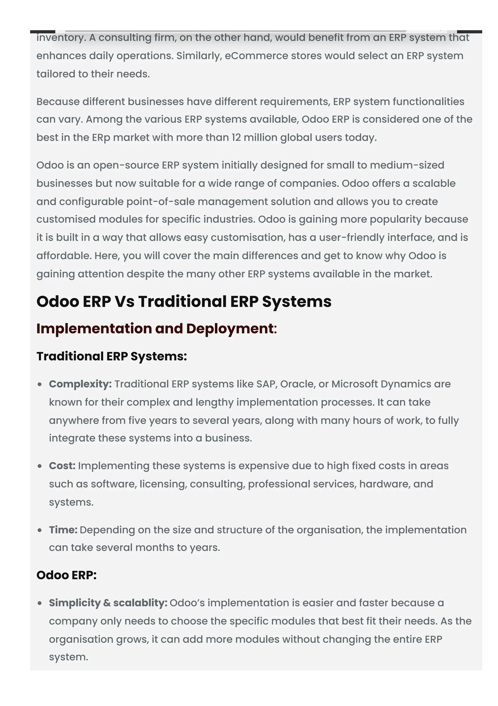 Odoo ERP Vs. Traditional ERP Systems – A Comparative Analysis | PDF