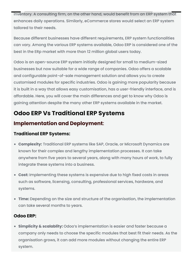 Odoo ERP Vs. Traditional ERP Systems – A Comparative Analysis | PDF