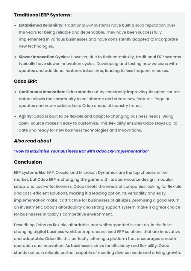 Odoo ERP Vs. Traditional ERP Systems – A Comparative Analysis | PDF