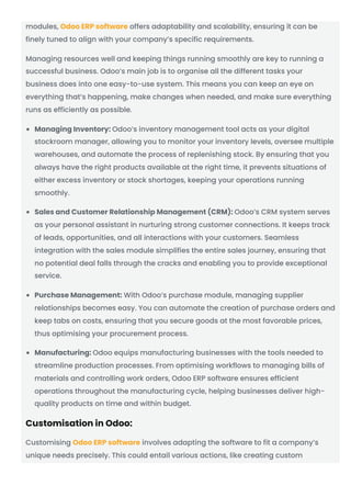 Ways Odoo ERP Software Can Revolutionise Your Business Operations | PDF