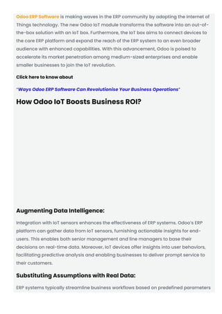 Ways How Odoo IoT Integration Can Boost Business ROI | PDF | Internet | Computing