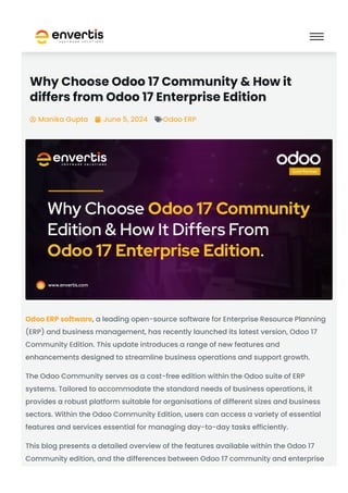 Why Choose Odoo 17 Community & How it differs from Odoo 17 Enterprise ...