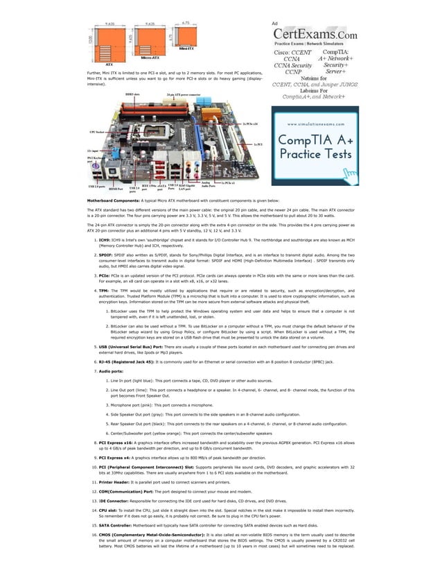 Comptia A+ Exam Notes for Core 1 and . Core 2 | PDF | Computer ...