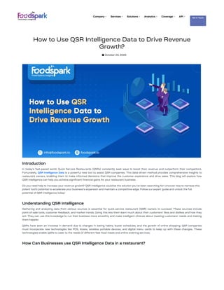 How to Use QSR Intelligence Data to Drive Revenue Growth? | PDF