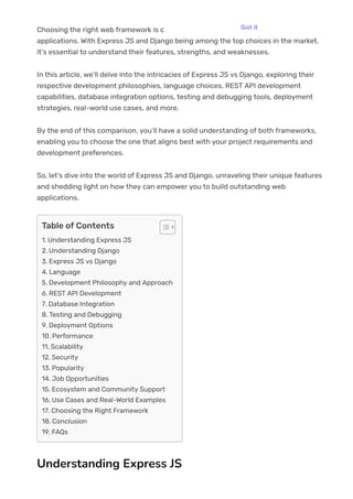 Express JS and Django Web Frameworks Analyzed | PDF