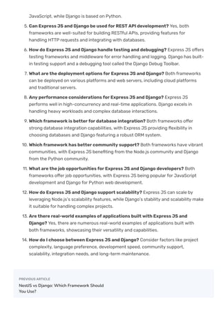Express JS and Django Web Frameworks Analyzed | PDF