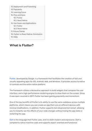 Performance, UI, and More: Flutter vs React Native Compared | PDF