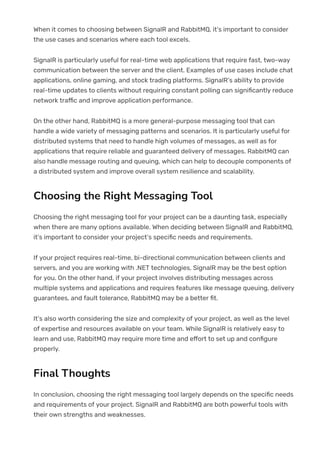 SignalR or RabbitMQ: Which is the better messaging tool? | PDF