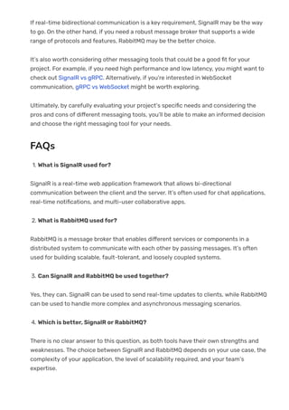 SignalR or RabbitMQ: Which is the better messaging tool? | PDF