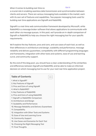 SignalR or RabbitMQ: Which is the better messaging tool? | PDF