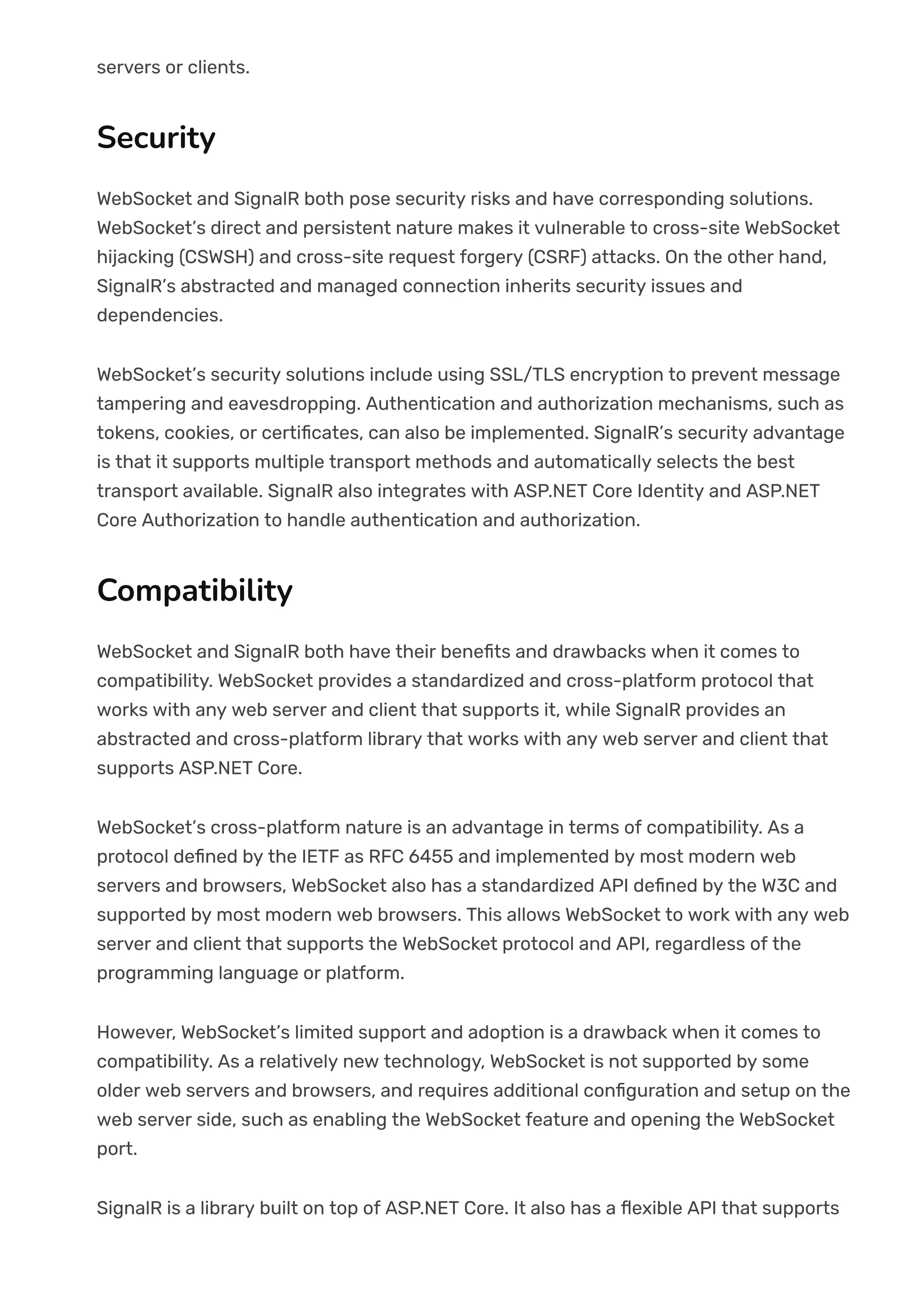 An In-Depth Comparison of WebSocket and SignalR: Pros, Cons, and Use Cases | PDF | Web ...
