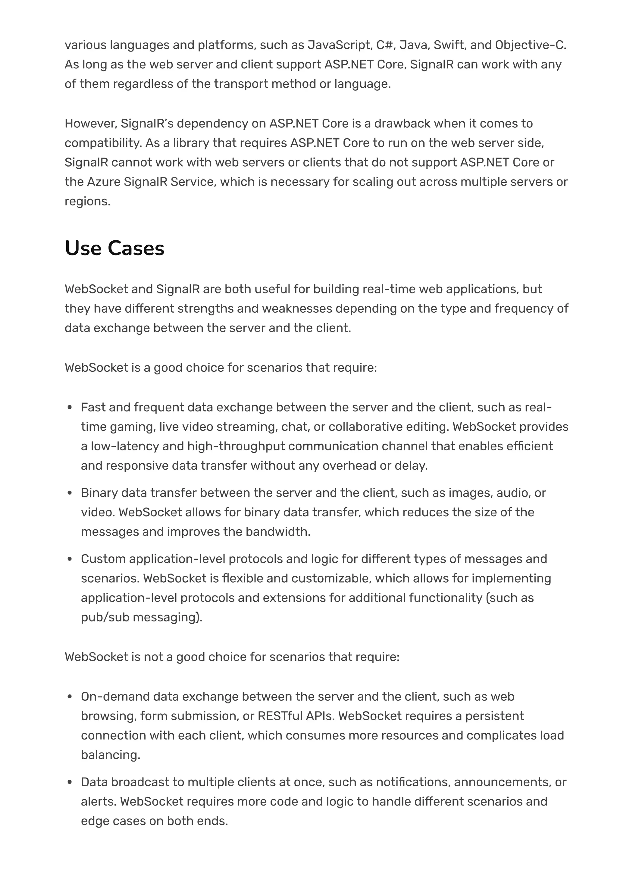 An In-Depth Comparison of WebSocket and SignalR: Pros, Cons, and Use ...