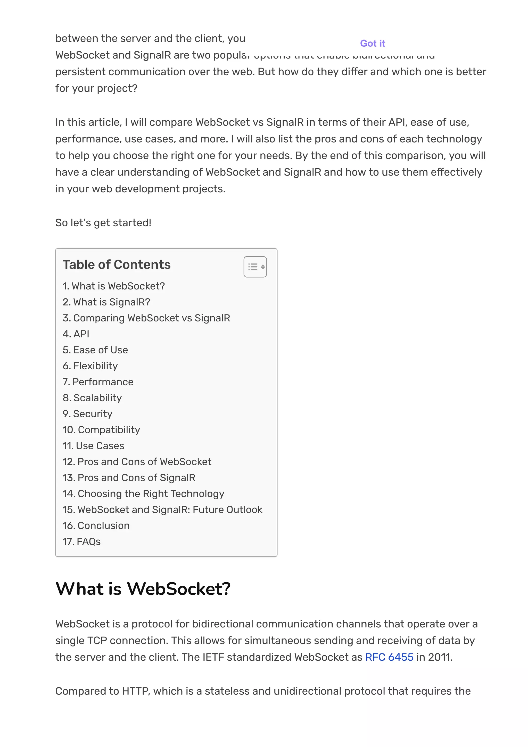 An In-Depth Comparison of WebSocket and SignalR: Pros, Cons, and Use Cases | PDF | Web ...