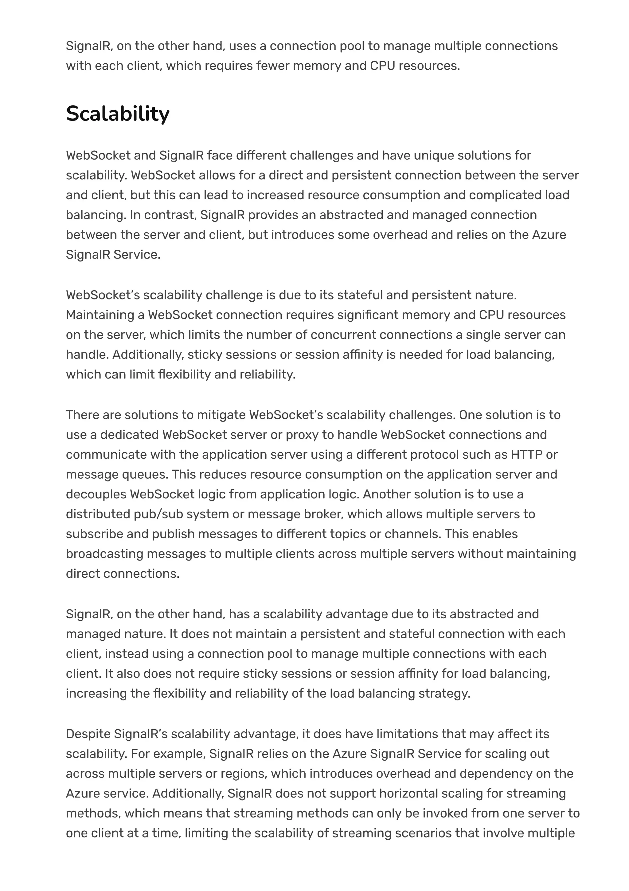 An In Depth Comparison Of Websocket And Signalr Pros Cons And Use Cases Pdf Web