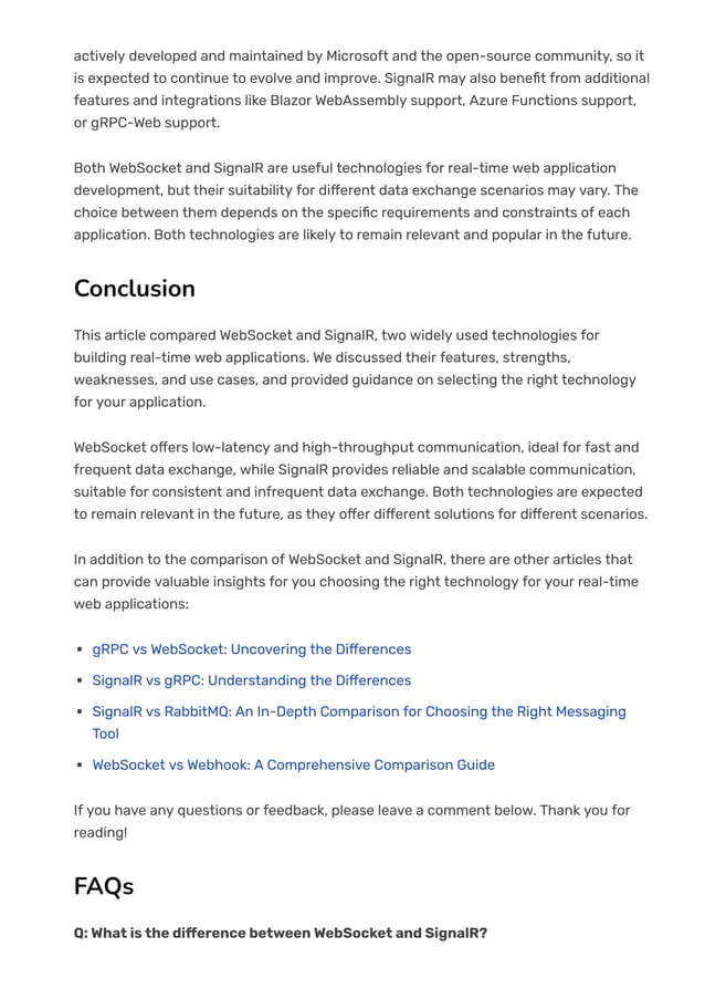 An In Depth Comparison Of Websocket And Signalr Pros Cons And Use Cases Pdf