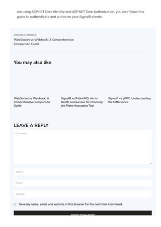 An In-Depth Comparison of WebSocket and SignalR: Pros, Cons, and Use ...