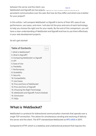 An In-Depth Comparison of WebSocket and SignalR: Pros, Cons, and Use ...