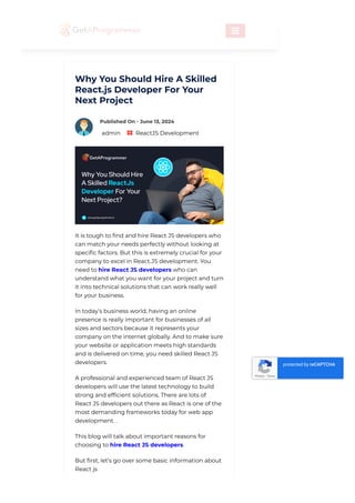 Why You Should Hire A Skilled React js Developer For Your Next Project | PDF